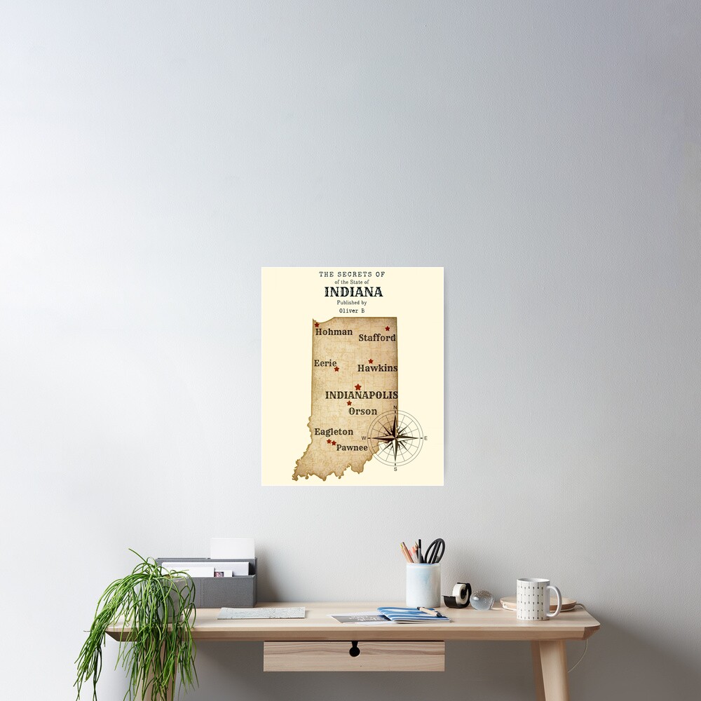 "Vintage Map Indiana TV show cities" Poster for Sale by Oliver-B ...