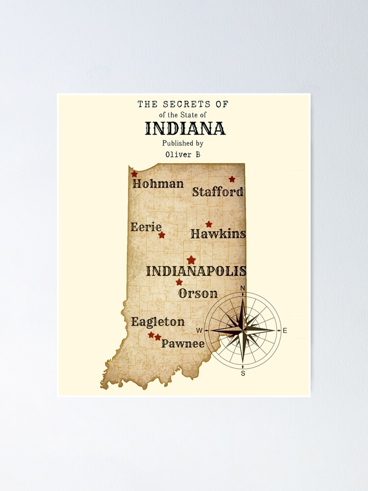 "Vintage Map Indiana TV show cities" Poster for Sale by Oliver-B ...