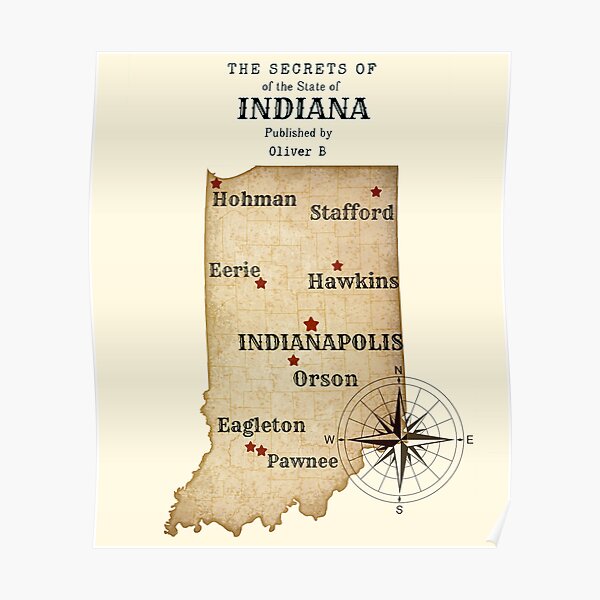 "Vintage Map Indiana TV show cities" Poster for Sale by Oliver-B ...
