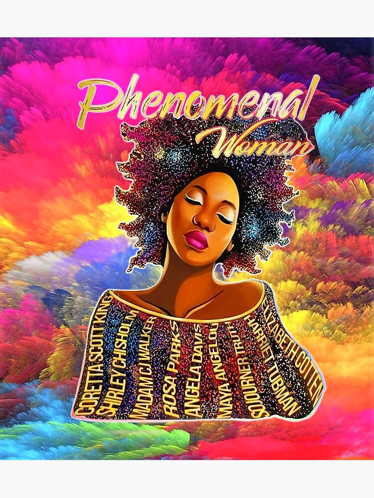 "Phenomenal Woman black Afros African american Art Colorful" Sticker ...