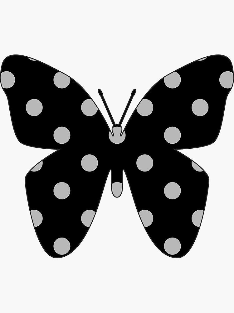 "Silver on Black Polka Dot Butterfly" Sticker for Sale by ...