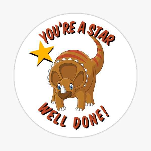 "Styracosaurus dinosaur gold star reward for kids." Sticker for Sale by ...