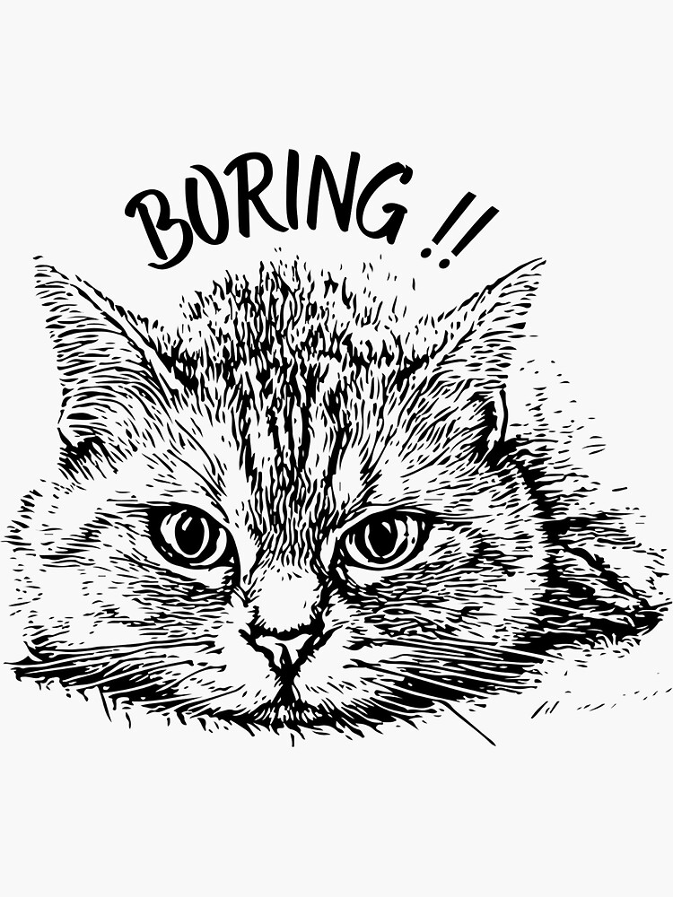 "boring cat, art design" Sticker for Sale by Wanskert | Redbubble