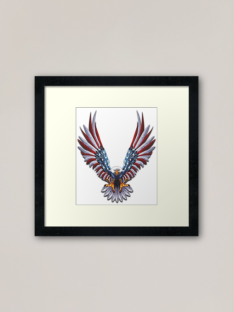 "USA Flag Bald Eagle American Flag" Framed Art Print for Sale by JiiGee ...