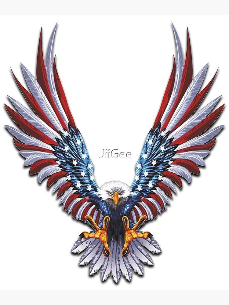 "USA Flag Bald Eagle American Flag" Framed Art Print for Sale by JiiGee ...
