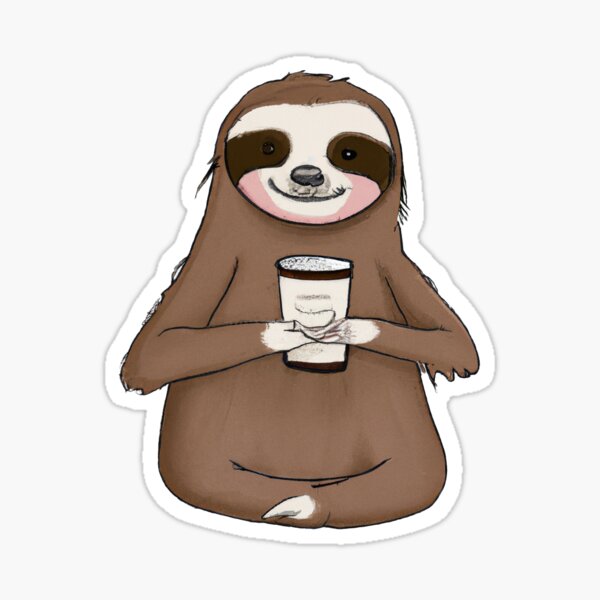 "Sloth drinks Coffee" Sticker for Sale by meshhead | Redbubble