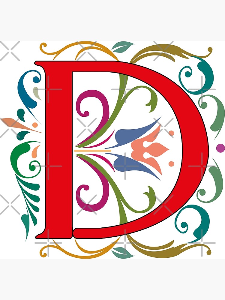 "Floral letter D colorful alphabet. botanical Renaissance. the fancy ...