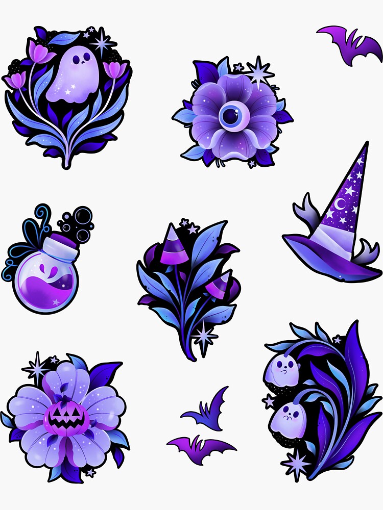 "Floral pastel Halloween " Sticker for Sale by Texdoodles | Redbubble