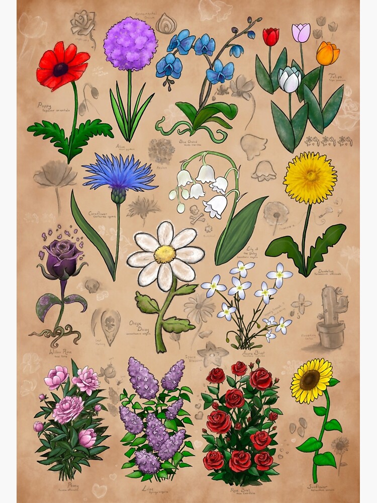 "Flowers of Minecraft Botanical Illustrations" Sticker for Sale by ...