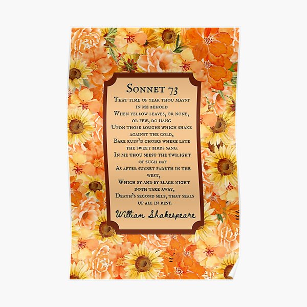"Sonnet 73 by William Shakespeare, Autumn Fall Poem Quote, First Stanza ...