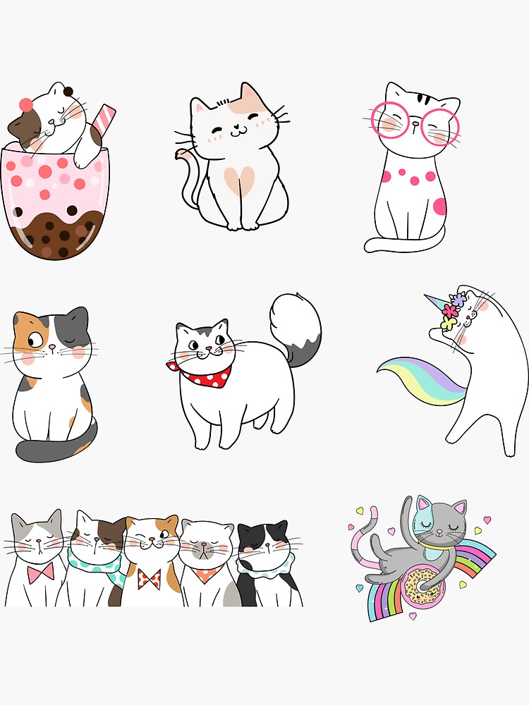 "Cat Stickers | Kitty Stickers | Cute Cat Stickers" Sticker for Sale by ...