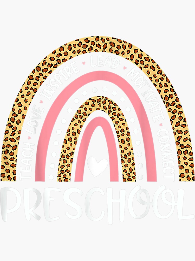 "Preschool Rainbow Leopard Print Teacher Preschool Squad " Sticker for ...