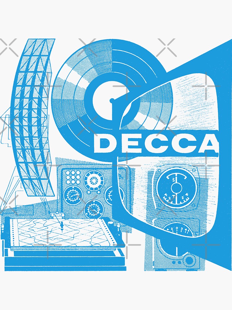 "Decca Label - Classic 1950s Mod Advertisement - Blue" Sticker for Sale ...