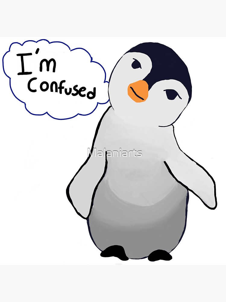 "Confused Penguin " Sticker for Sale by Malaniarts | Redbubble