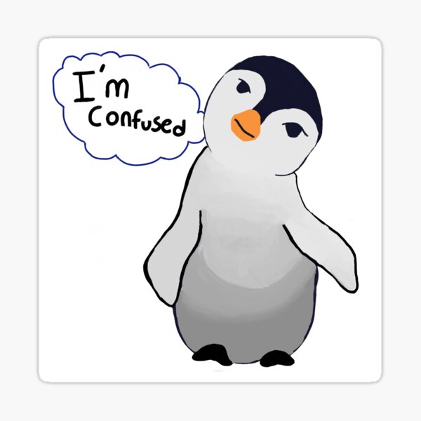 "Confused Penguin " Sticker for Sale by Malaniarts | Redbubble
