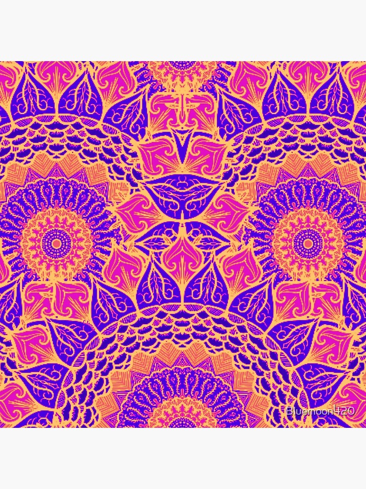 "Magenta and blue mandala pattern digital art" Poster for Sale by ...