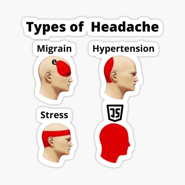 "JavaScript Type of Headache" Sticker for Sale by ArtisPrints | Redbubble