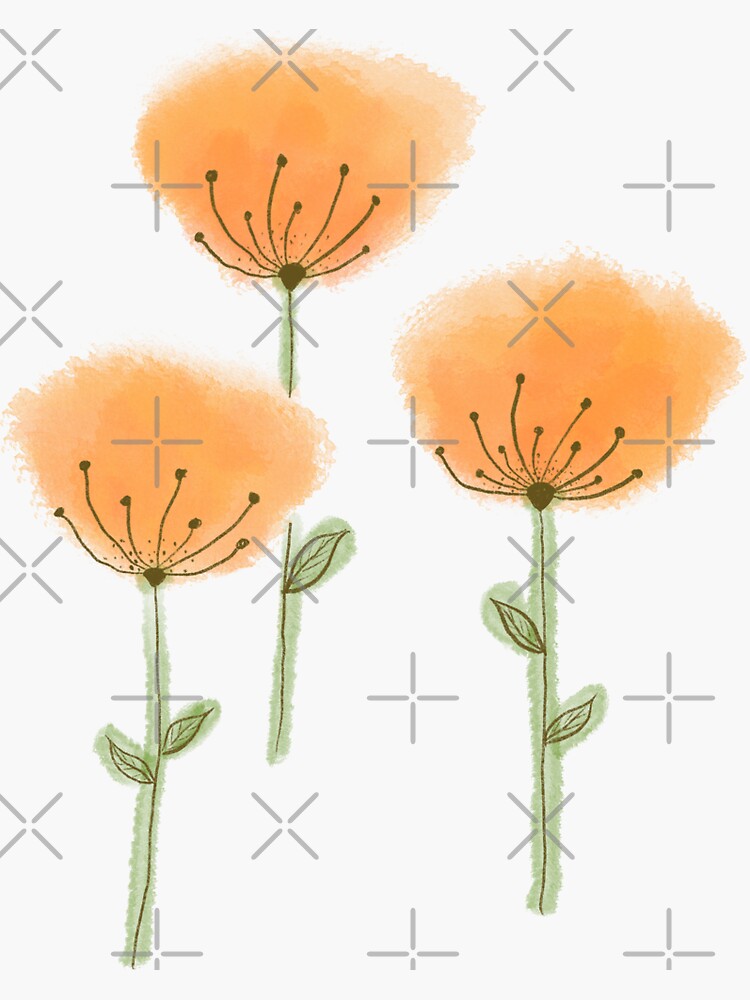 "Orange watercolor flowers" Sticker for Sale by SimplePoDesign | Redbubble