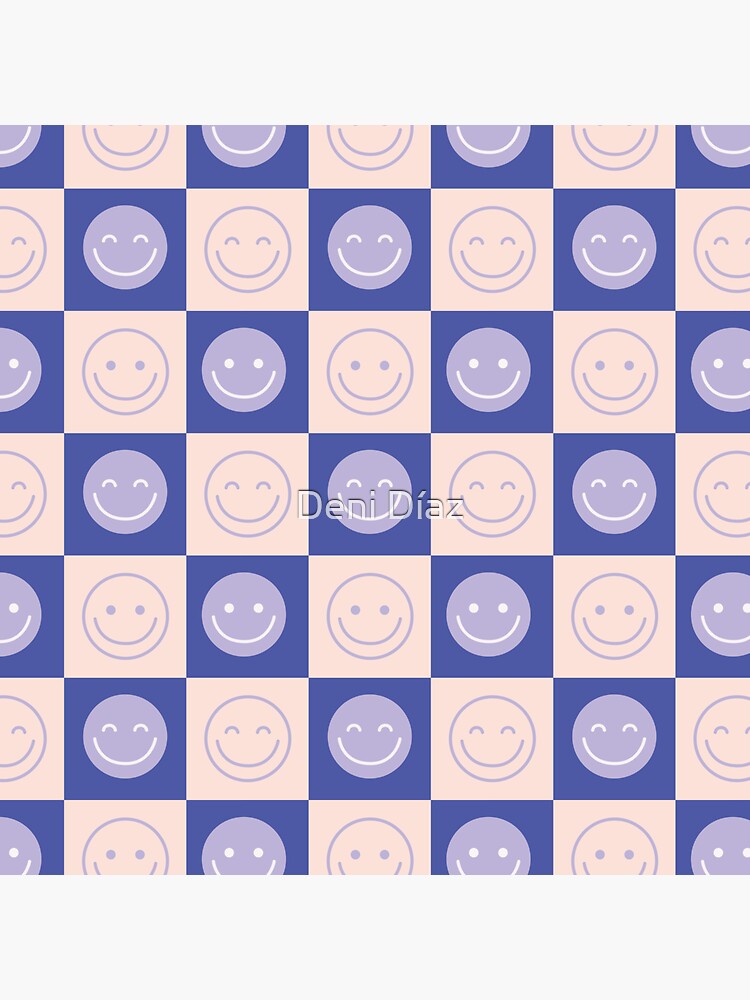 "Checkered Smiley Faces Pattern" Sticker for Sale by IlustraDeni ...