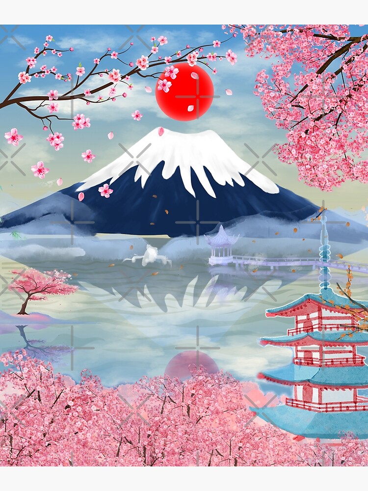 "cherry blossom flower Japan - Tokyo Japanese Mount Fuji - Japanese art ...