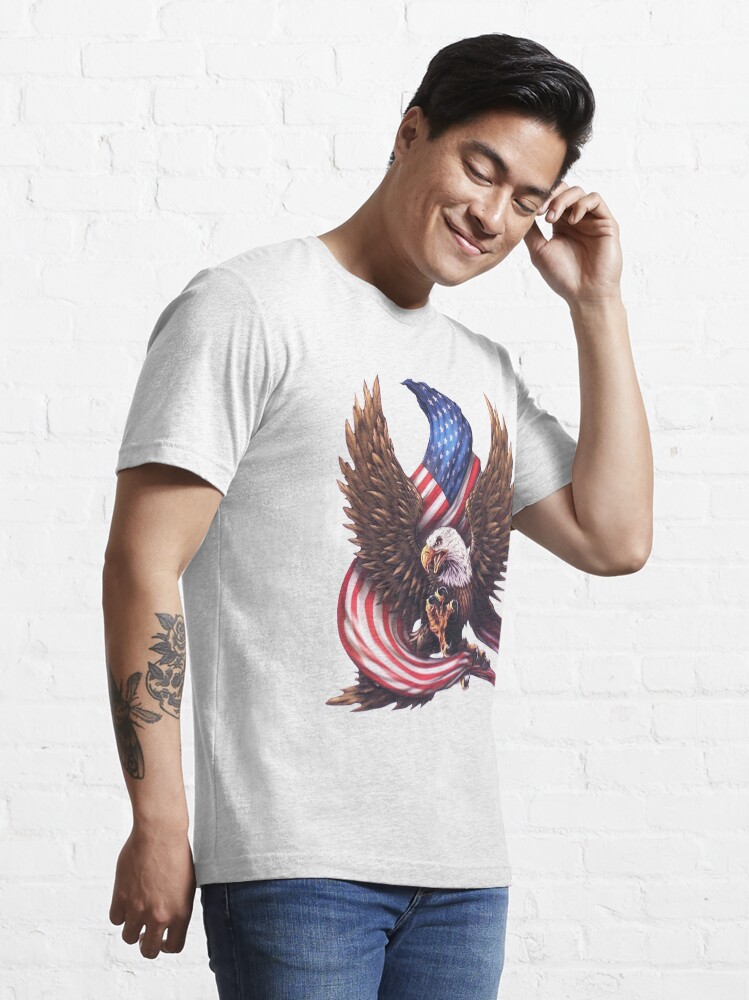 "USA Flag Bald Eagle American Flag" T-shirt for Sale by JiiGee ...