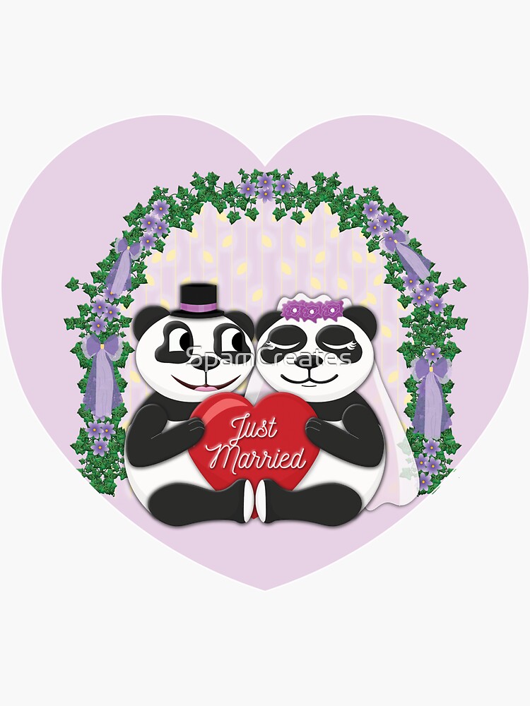 "Spam Creates Just Married Pandas" Sticker for Sale by SpamCreates ...
