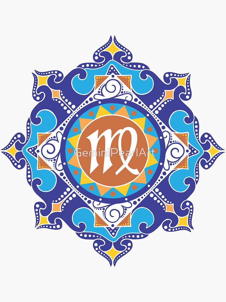 "Virgo - Zodiac Mandala Design" Sticker for Sale by GeminiPearlArt ...