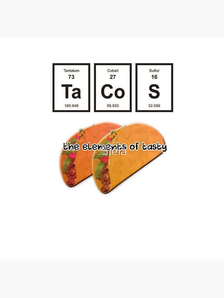 "Tacos Periodic Table of Elements Food Periodical Word" Art Print for ...
