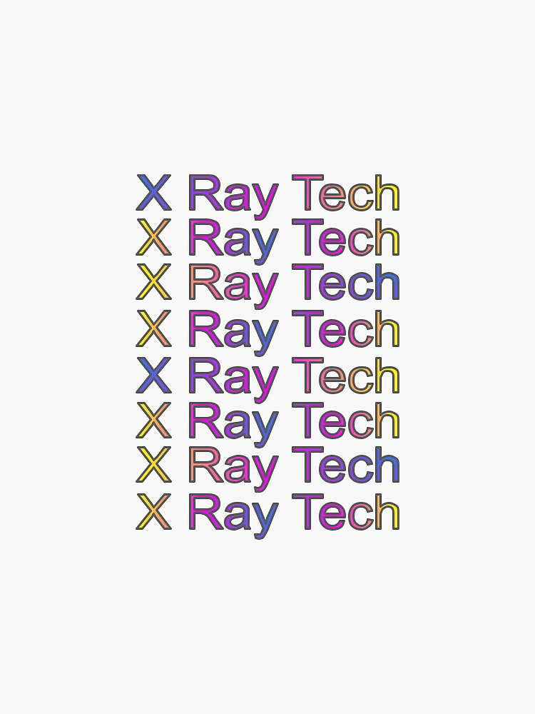 "X Ray Tech Word Art in Ombre Colors blue purple orange red yellow ...