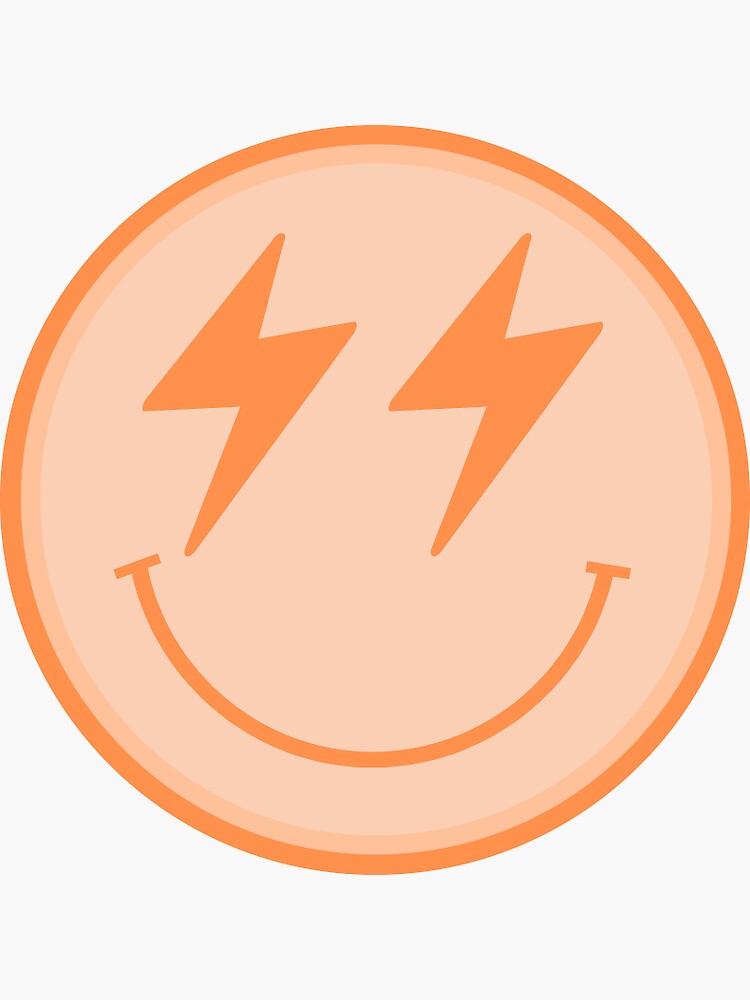 "Preppy Lightning Bolt Smiley Face - Orange" Sticker for Sale by ...