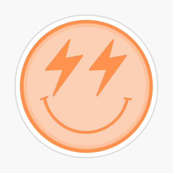 "Preppy Lightning Bolt Smiley Face - Orange" Sticker for Sale by ...