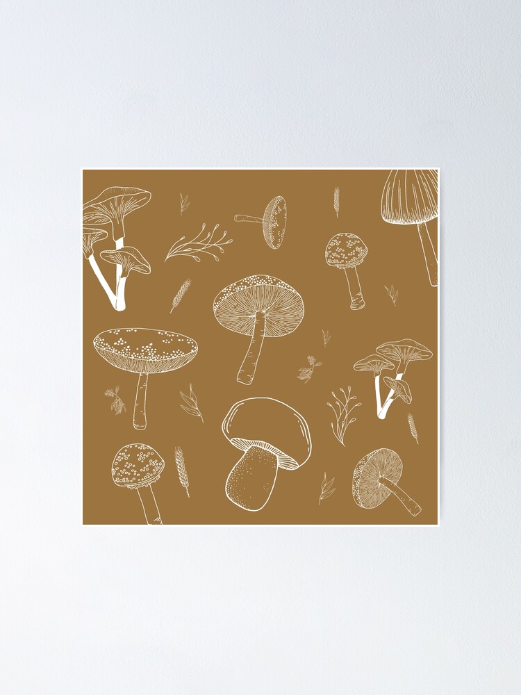 "Aesthetic mushroom design in light brown" Poster for Sale by ...