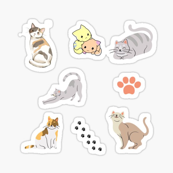 "cat stickers for journaling set of 8, junk journaling" Sticker for ...