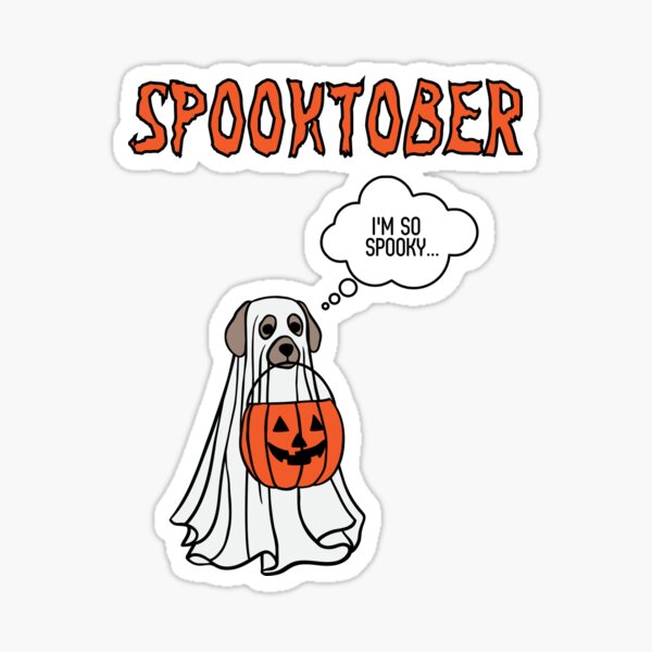 "Spooktober Spooky Dog in a ghost costume REVERSED" Sticker for Sale by ...