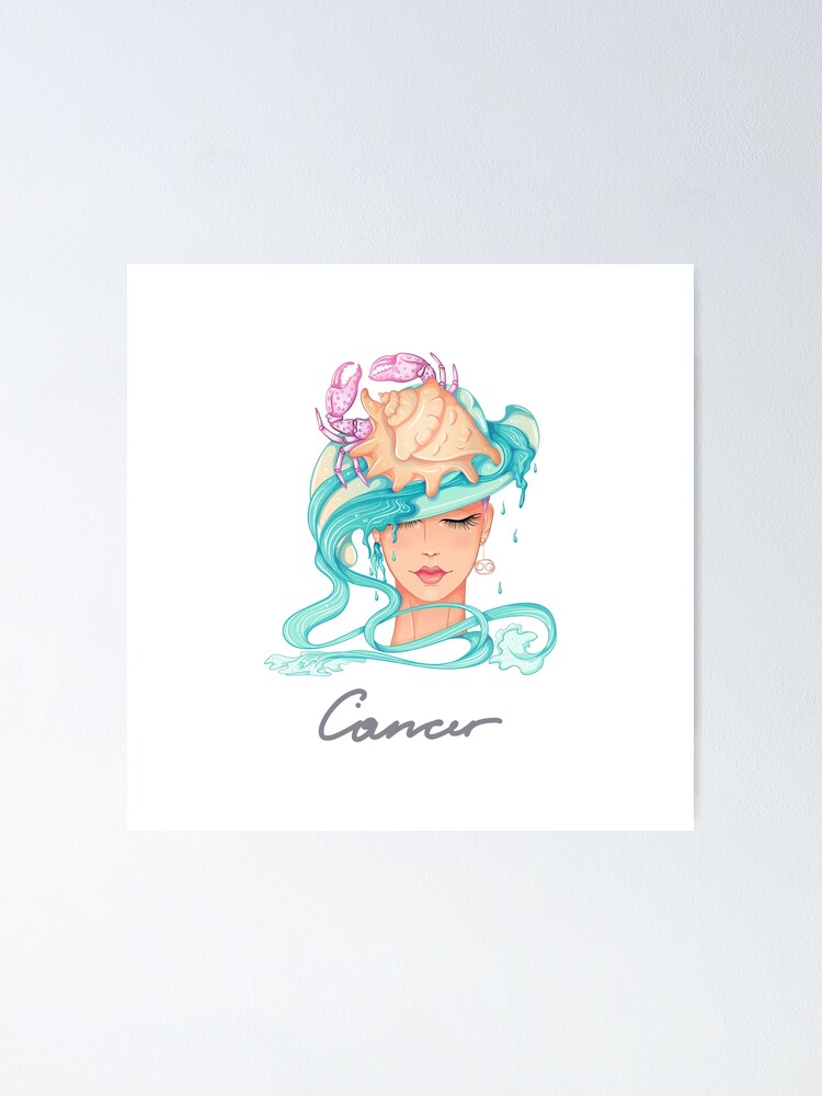 "A Cancer Zodiac Sign, Cute Cancer Girl, Astrology Sign Design, A ...