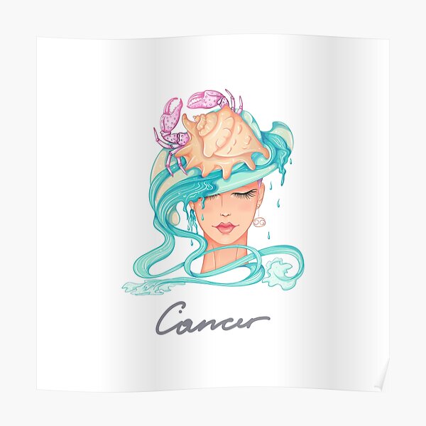 "A Cancer Zodiac Sign, Cute Cancer Girl, Astrology Sign Design, A ...