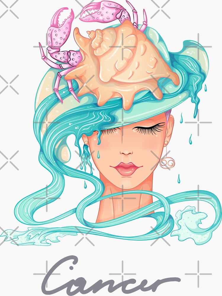 "A Cancer Zodiac Sign, Cute Cancer Girl, Astrology Sign Design, A ...