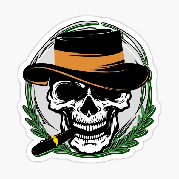 "50s 60s Gangster skull with cigar" Sticker for Sale by AEROSPACE-IND ...