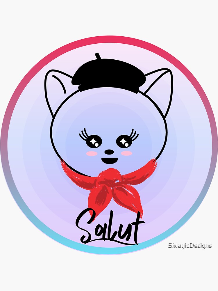 "Salut. Cute cat" Sticker for Sale by SMagicDesigns | Redbubble
