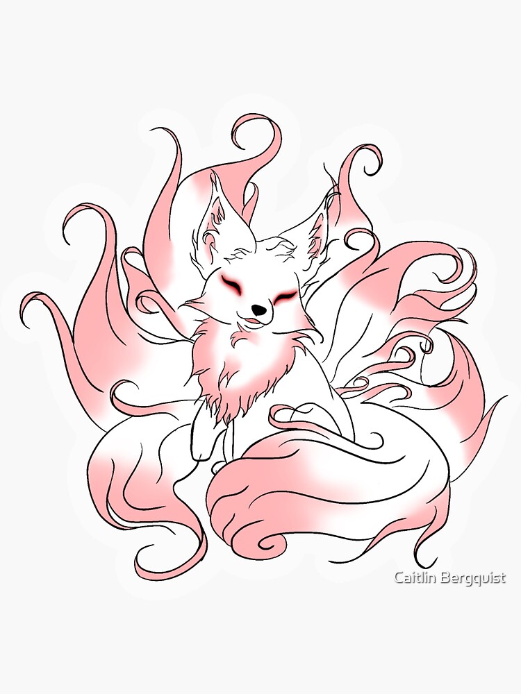 "Pink Kitsune" Sticker for Sale by Leelookoneko | Redbubble