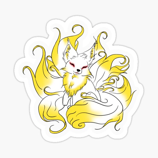"yellow Kitsune" Sticker for Sale by Leelookoneko | Redbubble