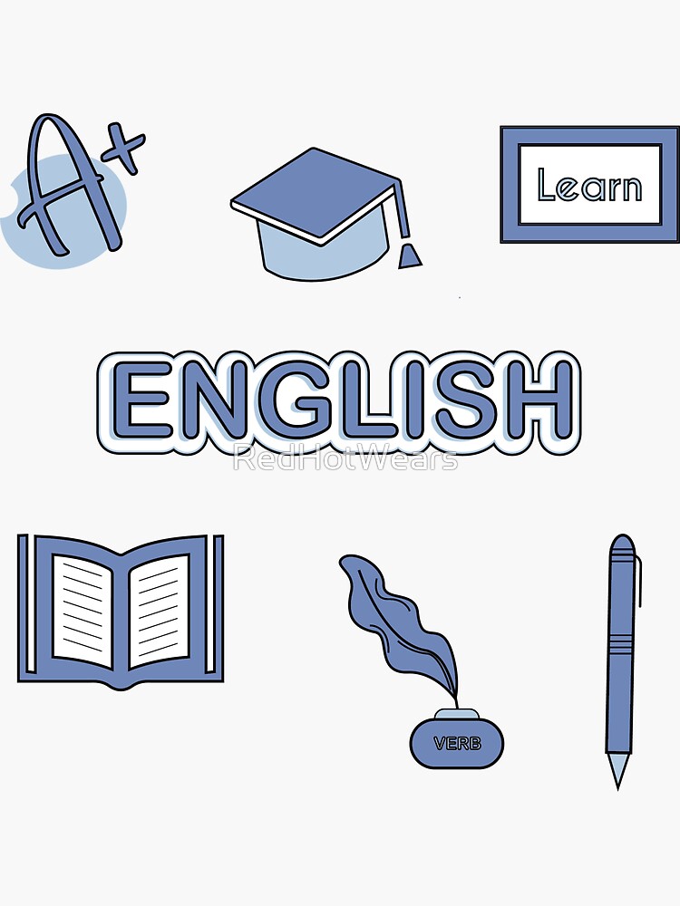 "Light blue English School Subject Sticker Pack " Sticker for Sale by ...