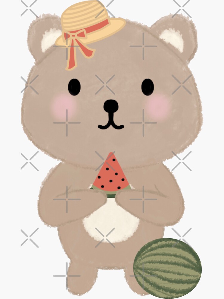 "Summer Teddy Bear eating watermelon" Sticker for Sale by NamiKCrafts ...