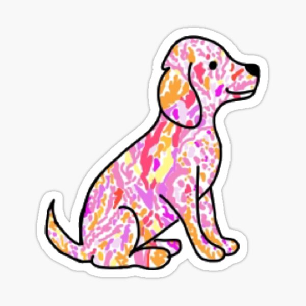 "Beachy pink doggy" Sticker for Sale by Katiesanta | Redbubble