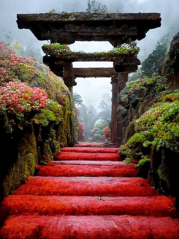 "Red Steps To A Japanese Shrine " Poster for Sale by JapanAesthetic ...