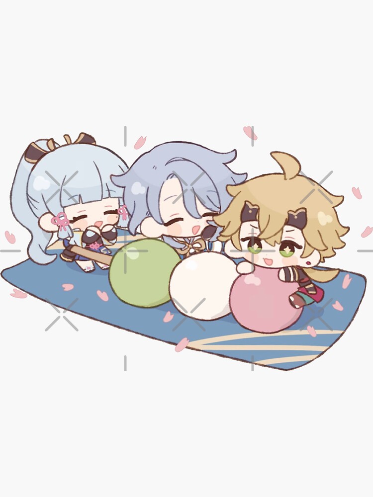 "Ayaka Ayato Thoma Chibi Kawaii - Genshin Impact" Sticker for Sale by ...