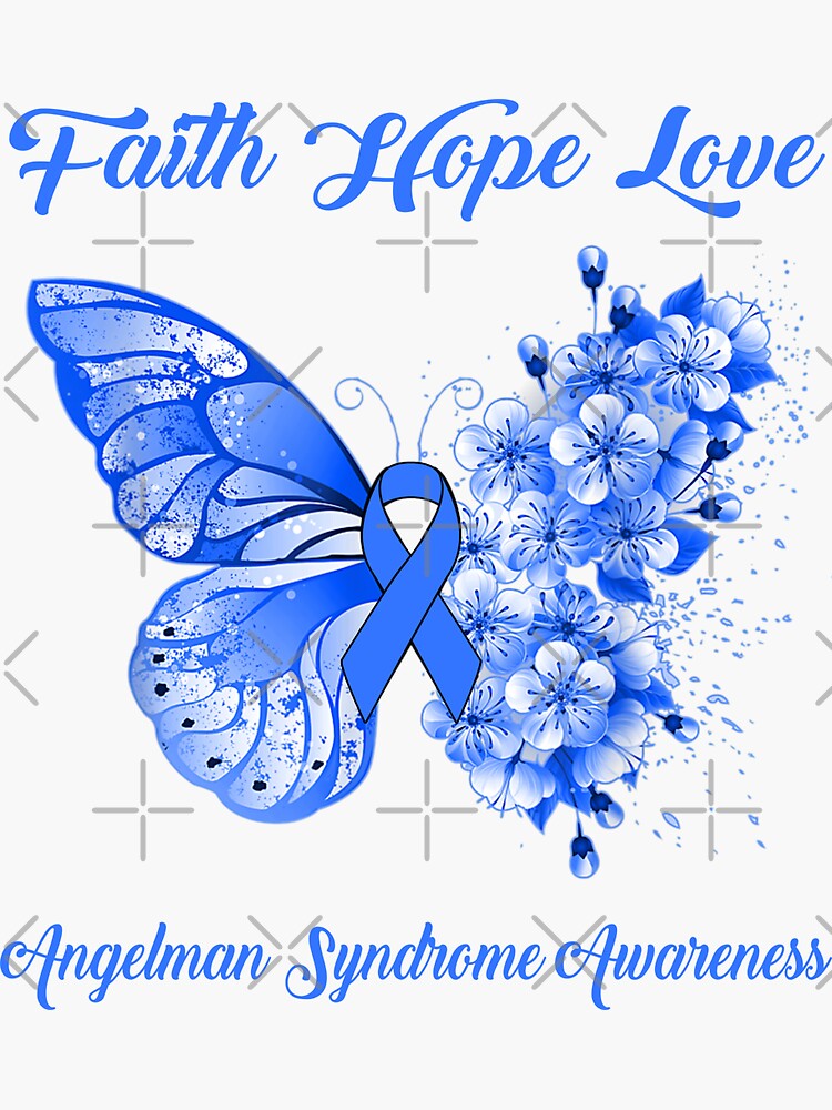 "Faith Hope Love Angelman Syndrome Awareness Butterfly Ribbon Gifts" Sticker for Sale by ...