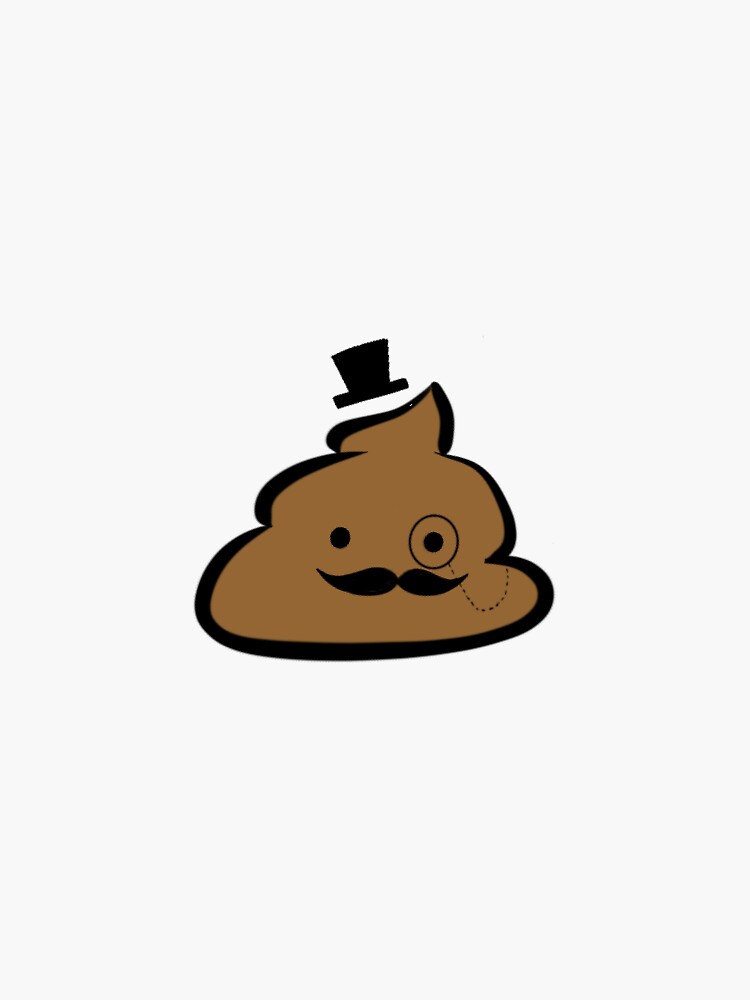 "Cute turd poop mustache tophat monocle emoji lilshit" Sticker for Sale ...