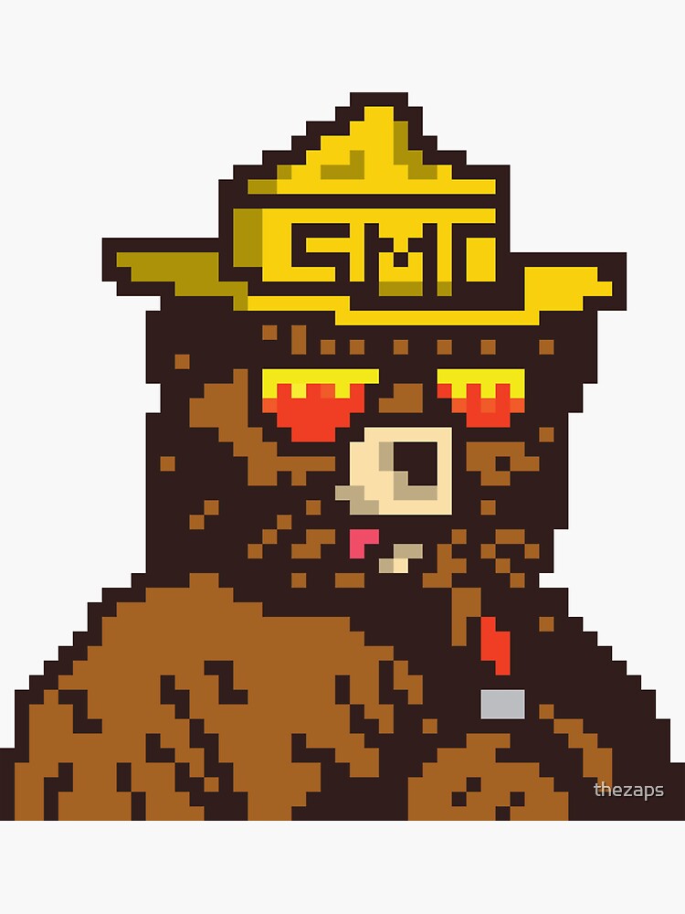 "Pyro Smokey the Bear" Sticker for Sale by thezaps | Redbubble