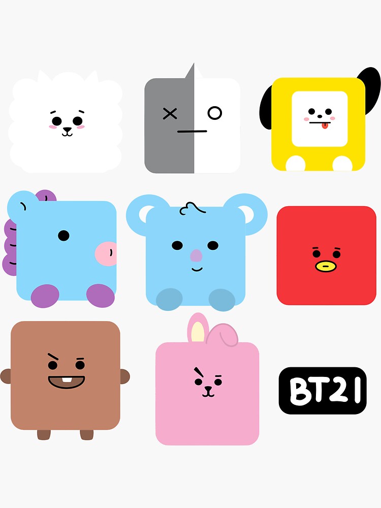"bt21 block characters" Sticker for Sale by kpop-all-shop | Redbubble